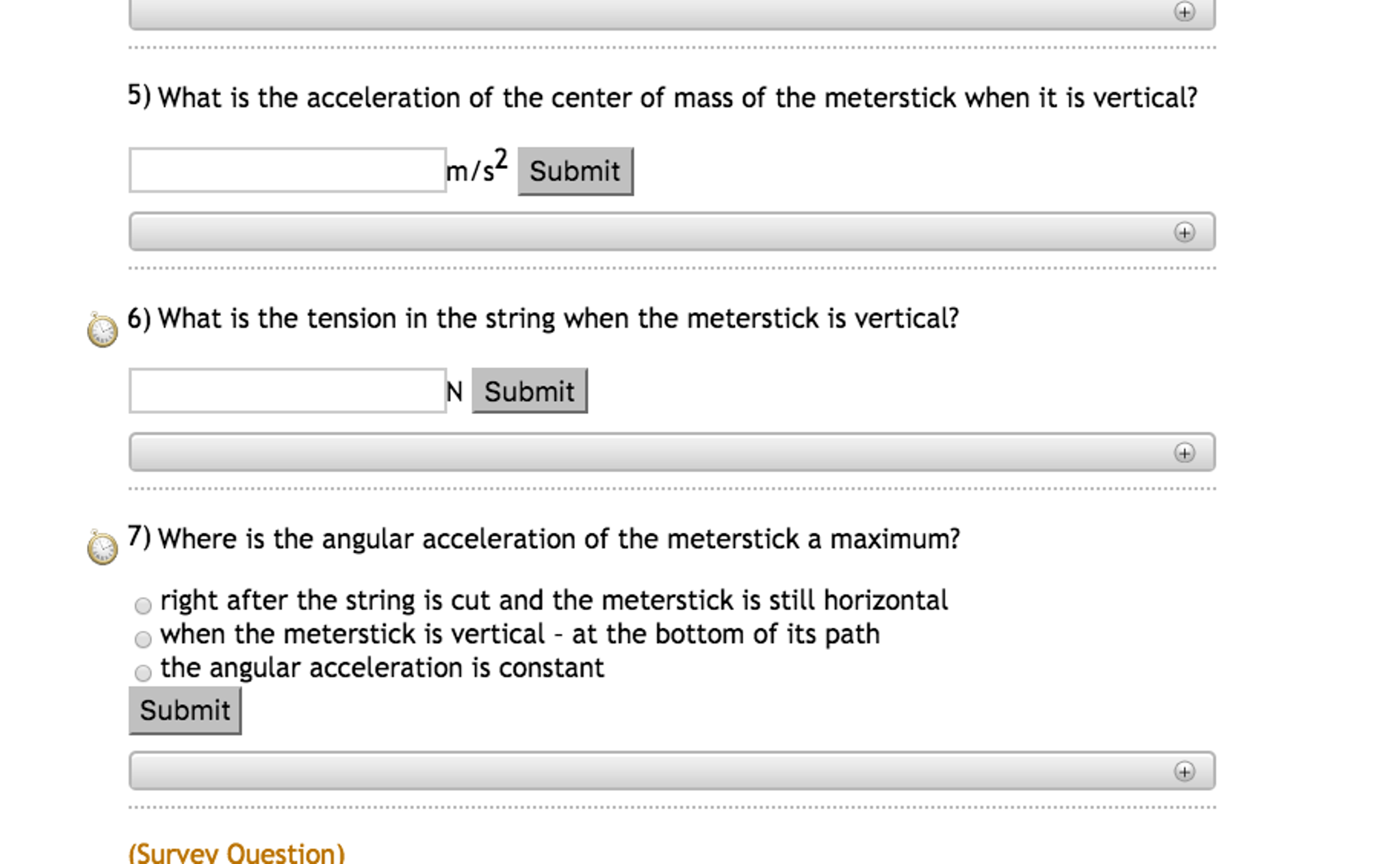 Solved A Meterstick L 1 M Has A Mass Of M 0 216 Kg Chegg
