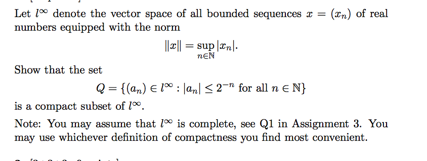 Solved Let l^infinity denote the vector space of all bounded | Chegg.com