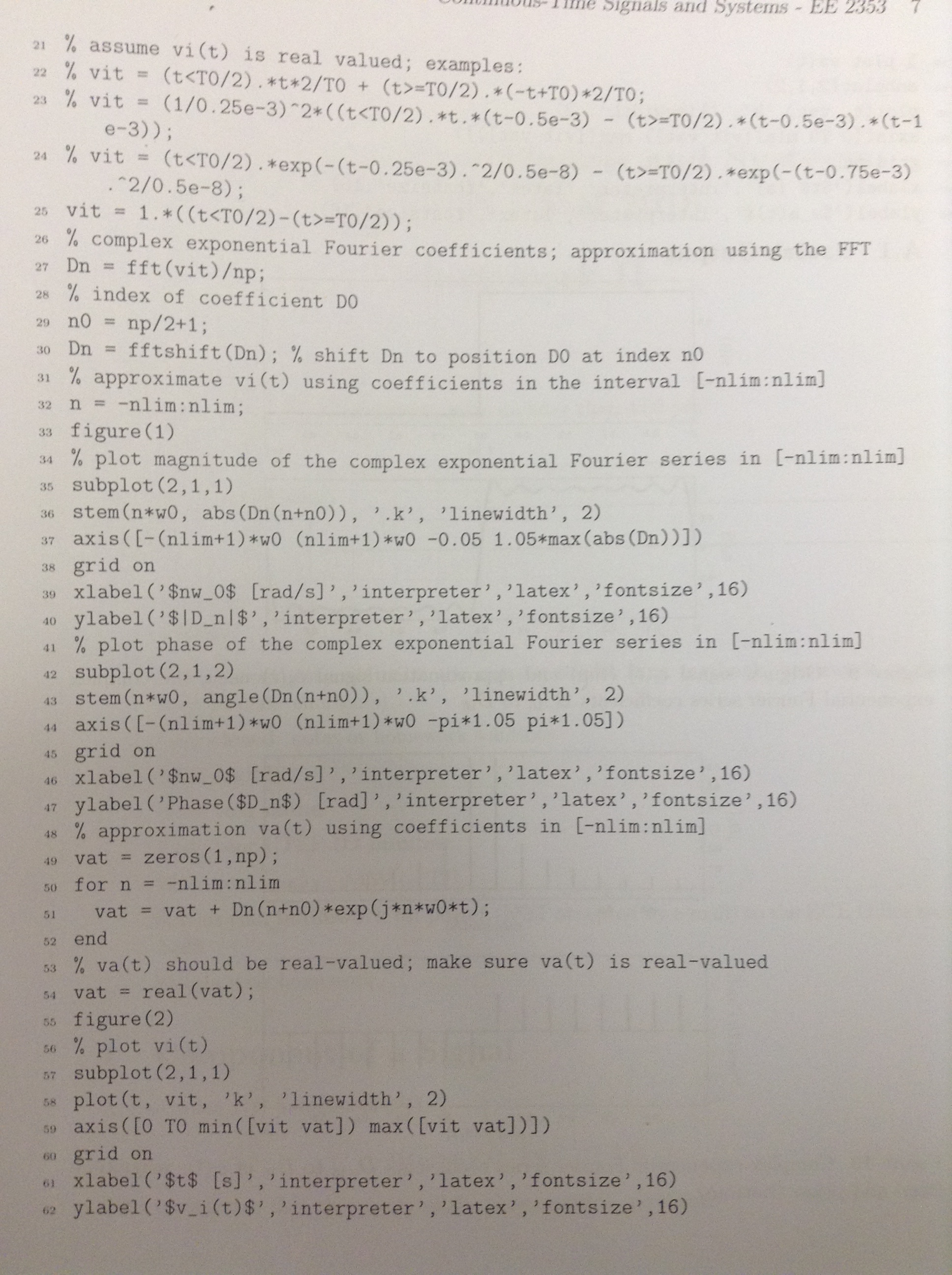11 Matlab Complex Exponential Fourier Series In this | Chegg.com