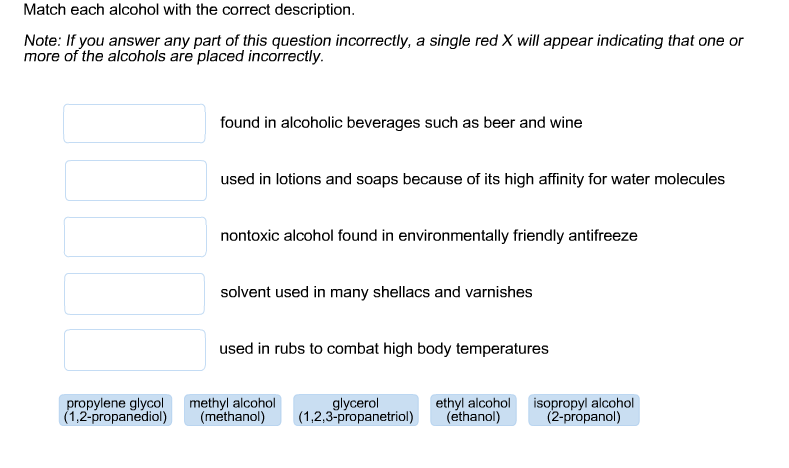 Solved Match each alcohol with the correct description. | Chegg.com