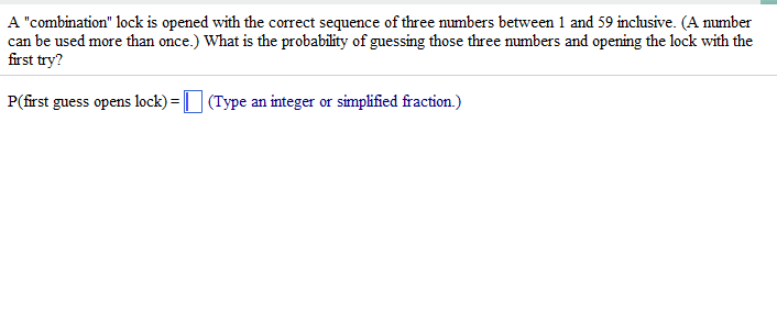 Solved A "combination" lock is opened with the correct | Chegg.com