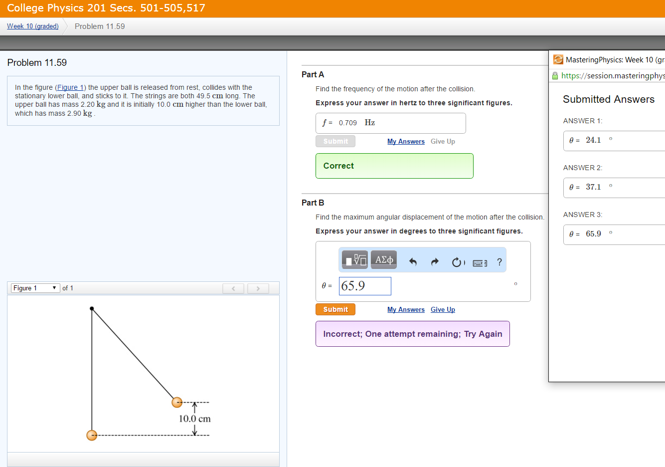 Solved In the figure (Figure 1) the upper ball is released | Chegg.com