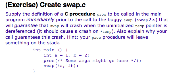 Solved (Exercise) Create swap.c Supply the definition of a | Chegg.com
