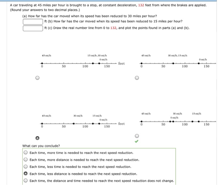 Solved A car traveling at 45 miles per hour is brought to a | Chegg.com