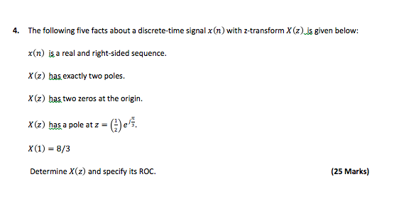 Solved The following five facts about a discrete-time signal | Chegg.com
