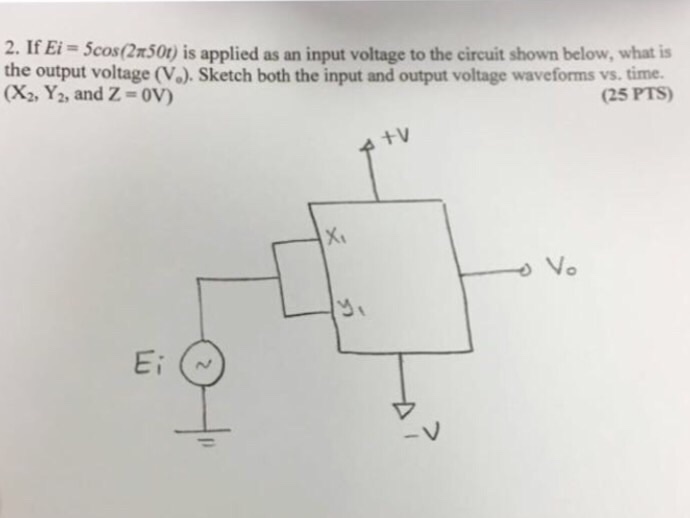 If Ei = 5 cos (2 pi 50 t) is applied as an input | Chegg.com