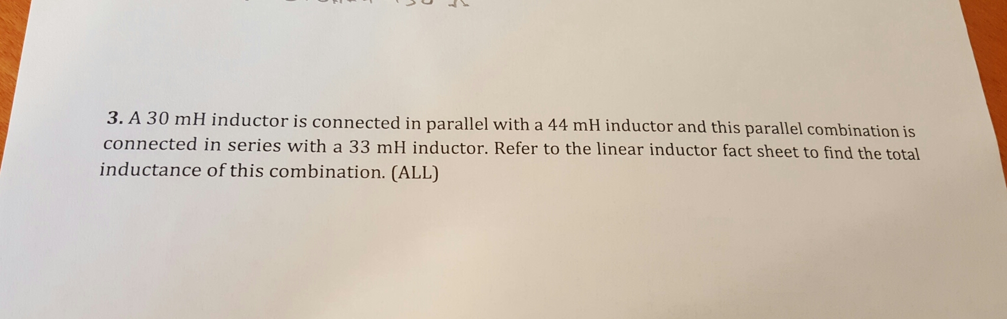 Solved A 30 mH inductor is connected in parallel with a 44 | Chegg.com