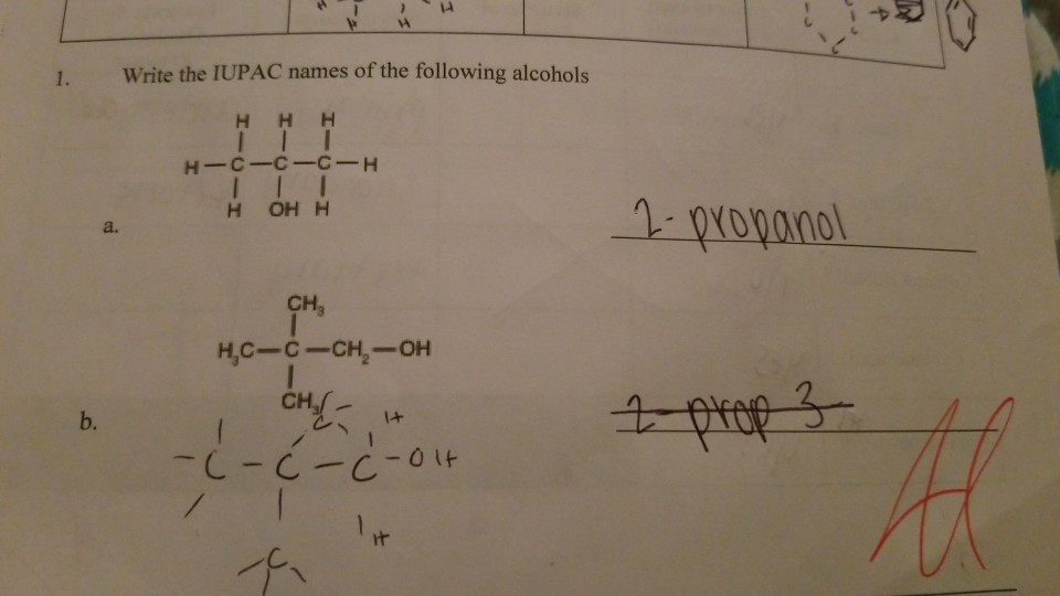 Solved ? 1. Write the IUPAC names of the following alcohols | Chegg.com