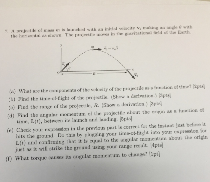 Solved A projectile of mass m is launched with an initial | Chegg.com