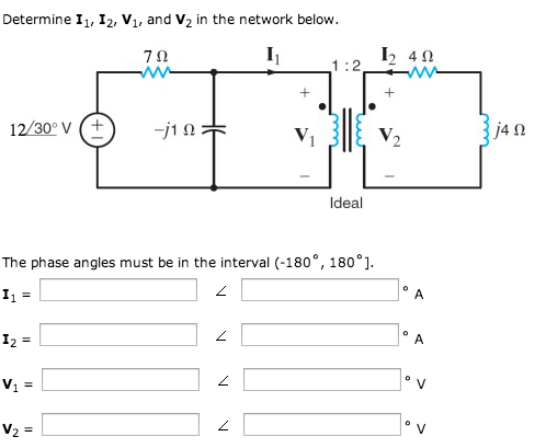 Solved Determine I1, I2, V1,and V2 in the network below. | Chegg.com