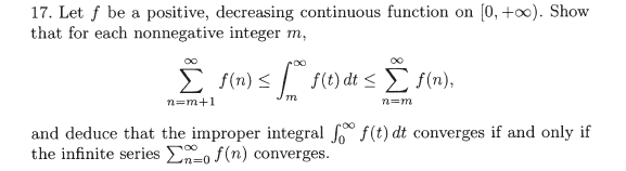 Solved 17. Let f be a positive, decreasing continuous | Chegg.com