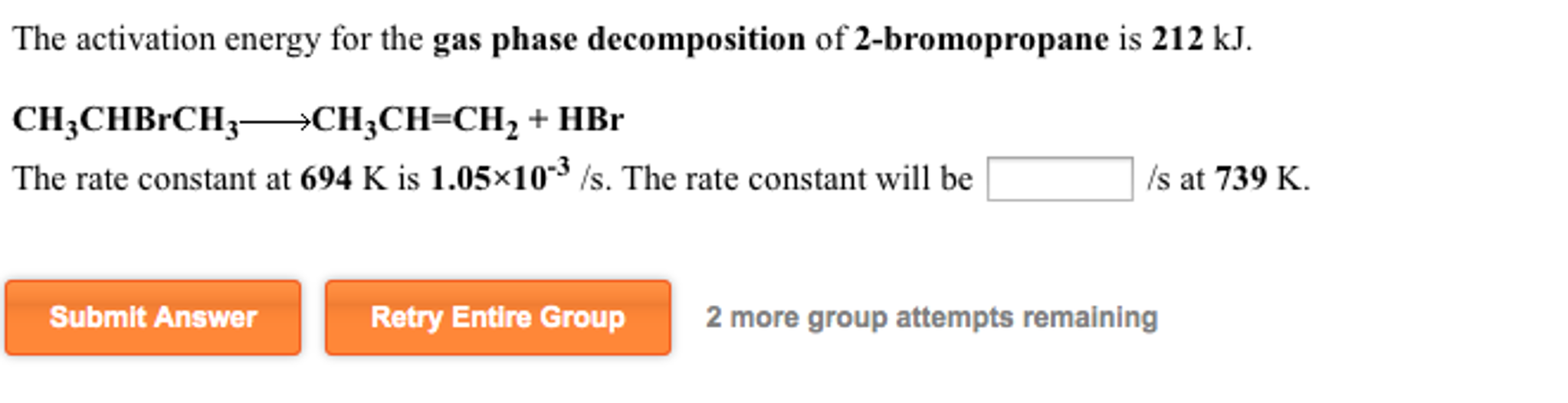 Solved The activation energy for the gas phase decomposition | Chegg.com