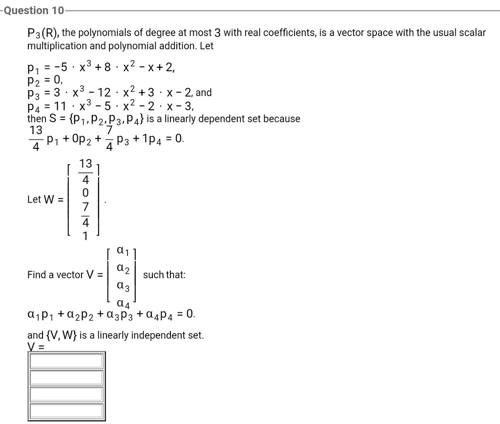 Solved Question 10 P3 (R), the polynomials of degree at most | Chegg.com