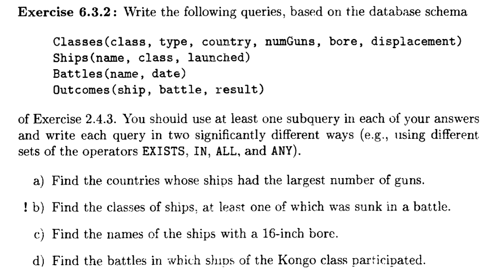 Solved Exercise 632 Write The Following Queries Based On 4411