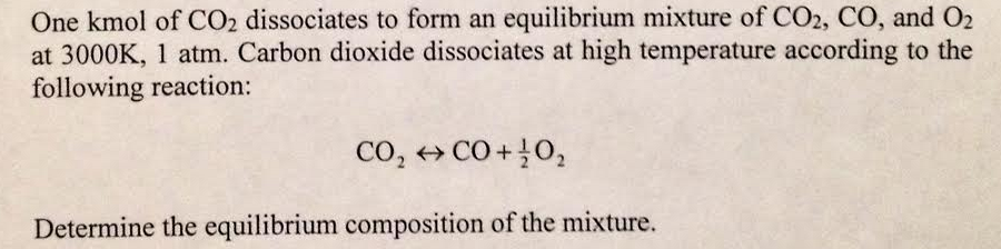 Solved One kmol of CO2 dissociates to form an equilibrium | Chegg.com