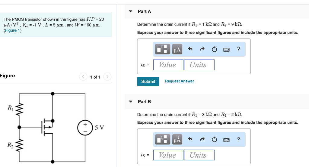 Solved Part A The PMOS transistor shown in the figure has | Chegg.com