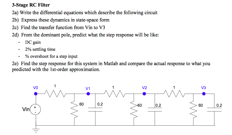 Solved 3-Stage RC Filter 2a) Write the differential | Chegg.com