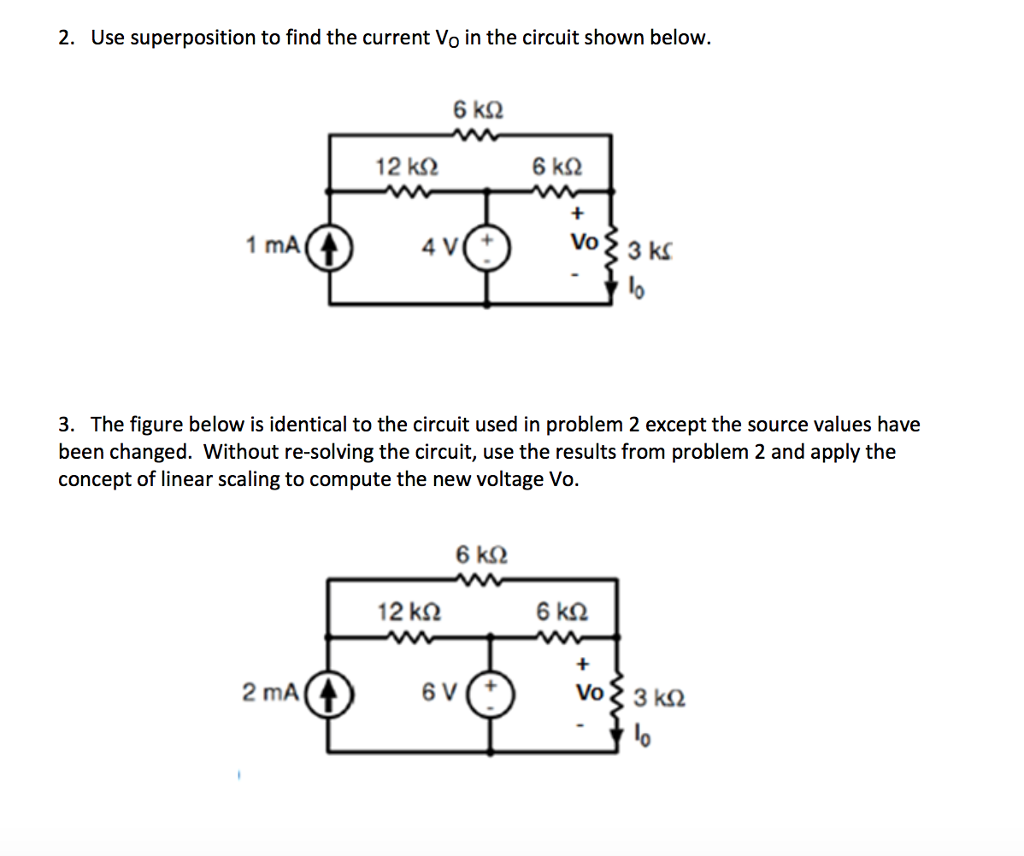 Solved 2. Use superposition to find the current Vo in the | Chegg.com