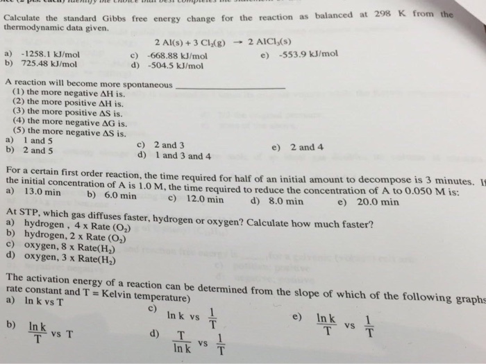 Solved Calculate the standard Gibbs free energy change for | Chegg.com