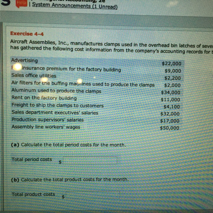 Solved | System Announcements (1 Unread) Exercise 4-4 | Chegg.com