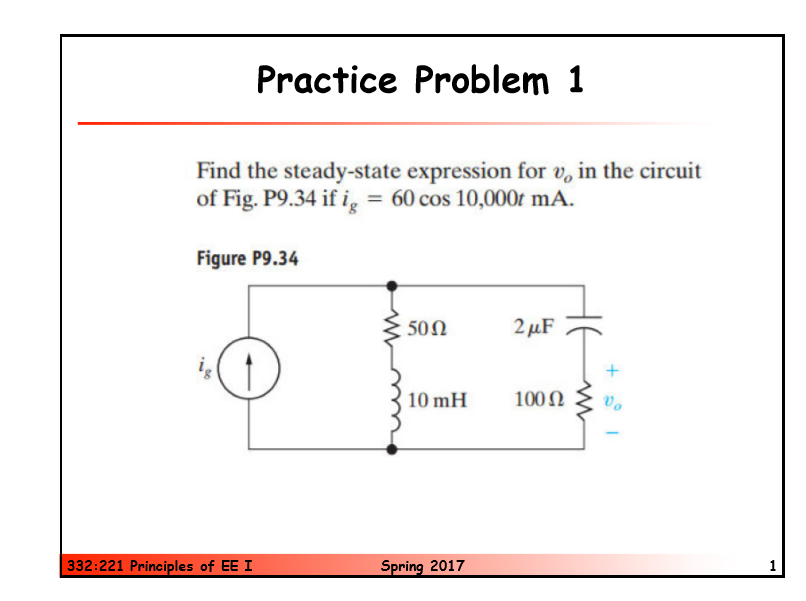 Solved Find the steady-state expression for v_0 in the | Chegg.com
