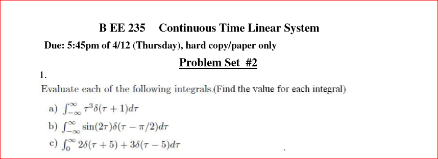 Solved B Ee 235 Continuous Time Linear System Due 545pm Of