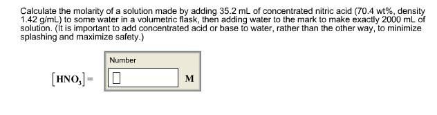 Solved Calculate the molarity of a solution made by adding | Chegg.com