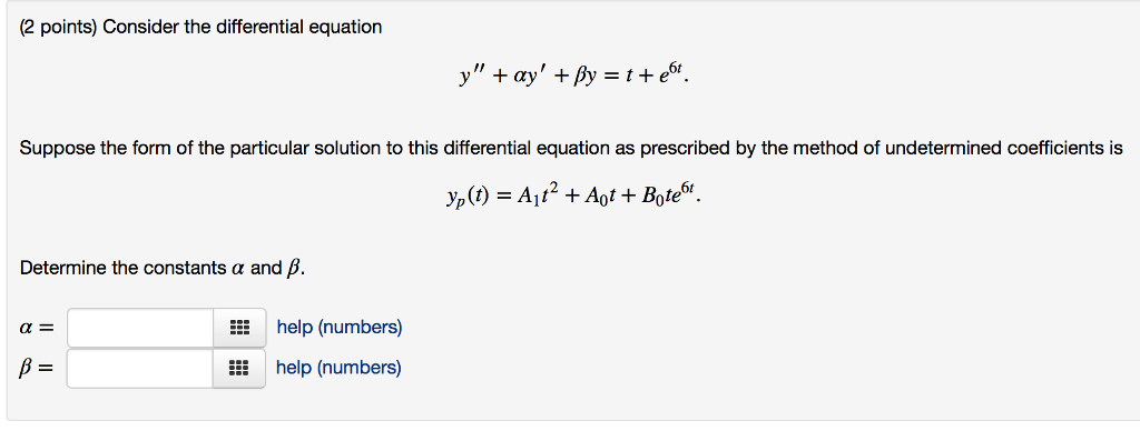 Solved (2 points) Consider the differential equation | Chegg.com