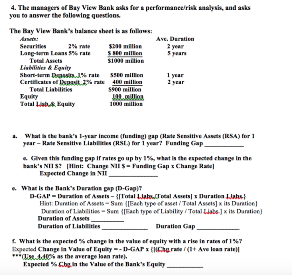 Solved 4. The managers of Bay View Bank asks for a | Chegg.com