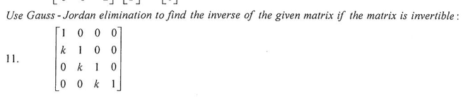 Solved Use gauss-jordan elimination to find the inverse of | Chegg.com