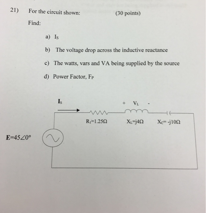 Solved For the circuit shown: Find: Is The voltage drop | Chegg.com