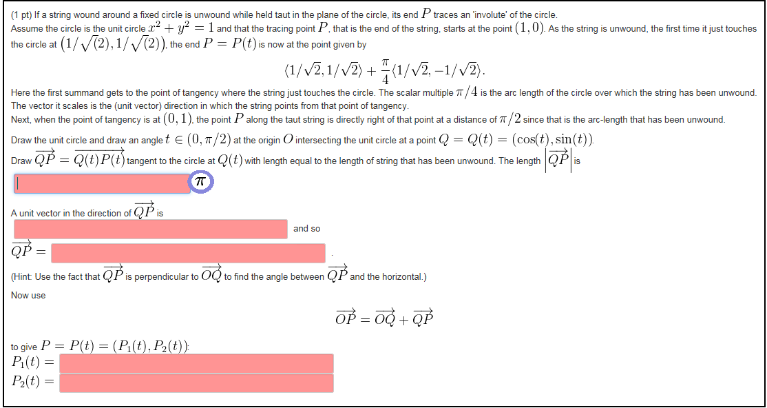 If a string wound around a fixed circle is unwound | Chegg.com