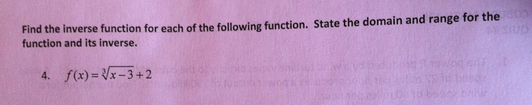 Solved Find the inverse function for each of the following | Chegg.com