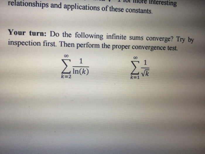 Solved Do the following infinite sums converge Try by | Chegg.com