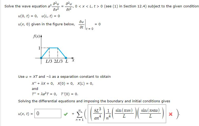 Solved Solve the wave equation a2 , 0 0 (see (1) | Chegg.com