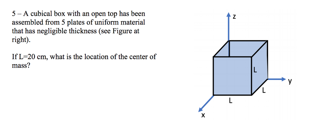 Solved 5 - A cubical box with an open top has been assembled | Chegg.com