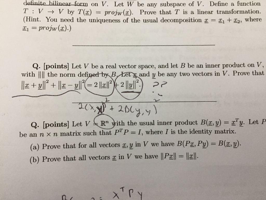 Solved detinite bilinear form on V. Let W be any subspace of | Chegg.com