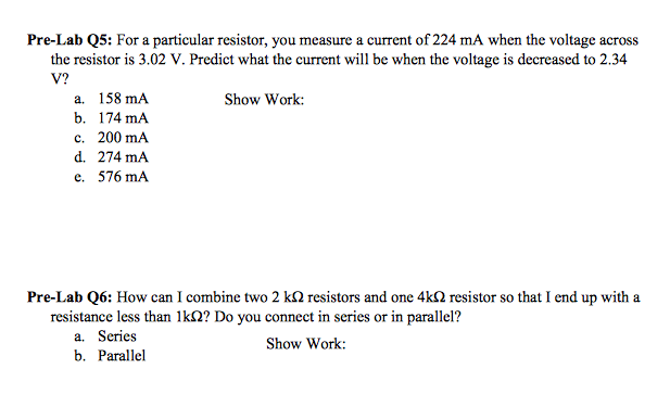 Solved Pre-Lab Q5: For a particular resistor, you measure a | Chegg.com