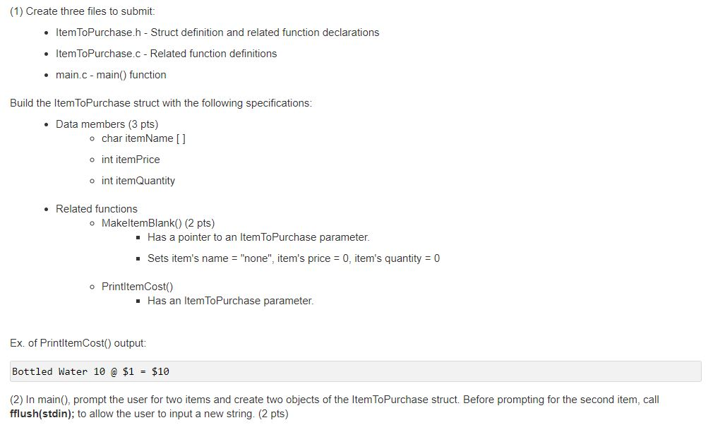 Solved 1 Create Three Files To Submit Item Topurchase H
