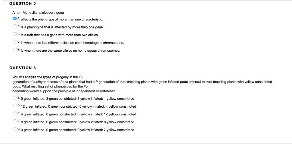 Solved QUESTION 5 A non-Mendelian pleiotropic gene Oa | Chegg.com