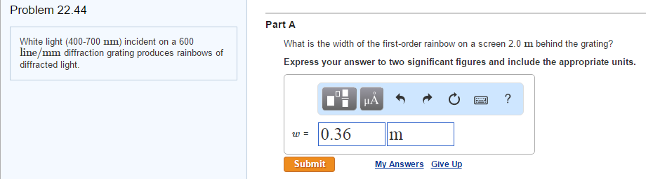 Solved Problem 22.44 Part A White light (400-700 nm) | Chegg.com