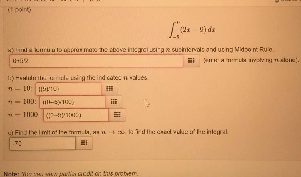 Solved (1 point) 0 (2 9) dz a) Find a formula to approximate | Chegg.com