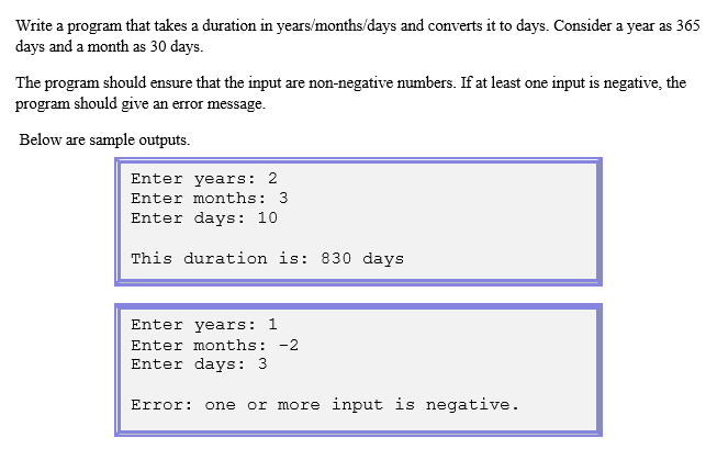 Solved Write a program that takes a duration in | Chegg.com