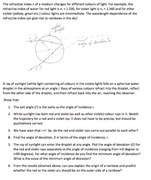 Solved The refractive index n of a medium changes for | Chegg.com
