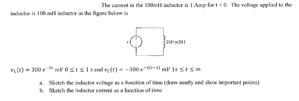 Solved The current in the 100mH inductor in 1 Amp for t