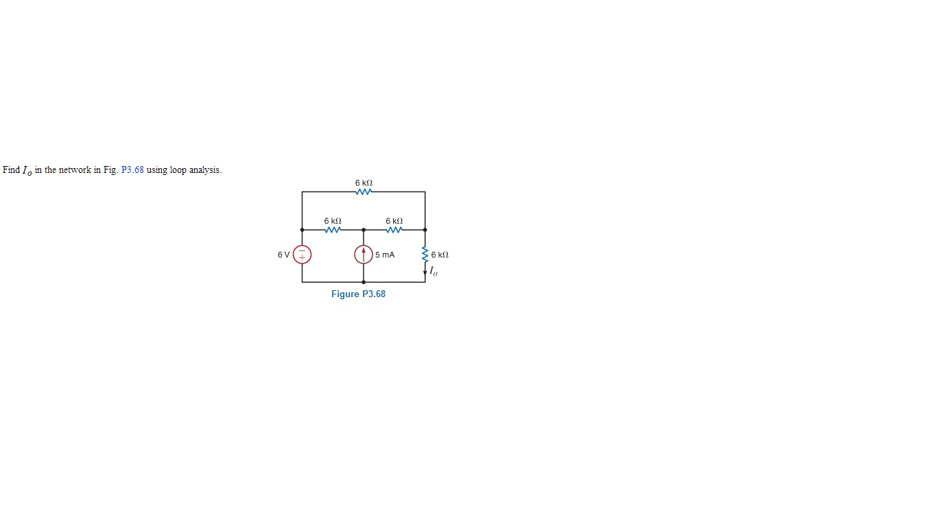 Solved Find I0 in the network in Fig. P3.68 using loop | Chegg.com