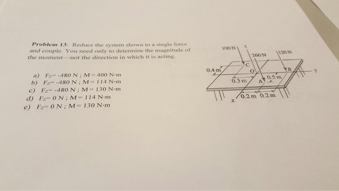 Solved Reduce the system shown to a single force and couple. | Chegg.com