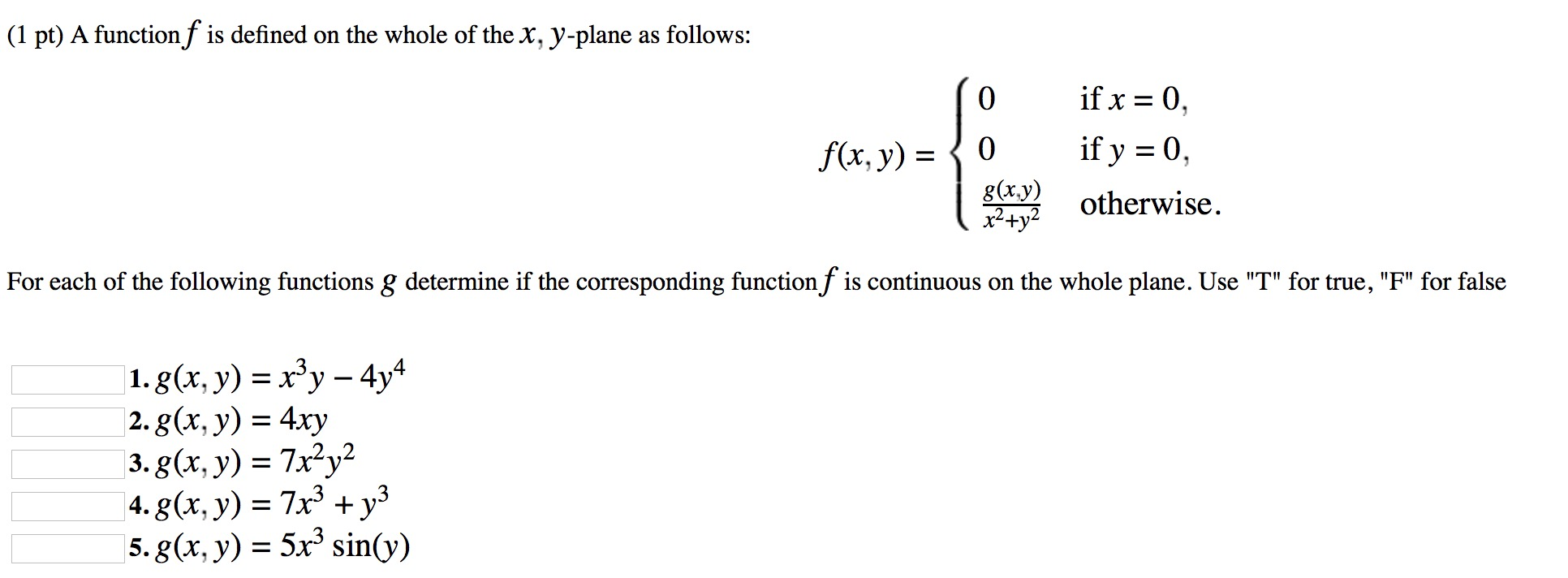 Solved (1 pt) A function f is defined on the whole of the x, | Chegg.com