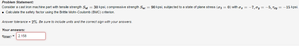 Solved Consider a cast iron machine part with tensile | Chegg.com