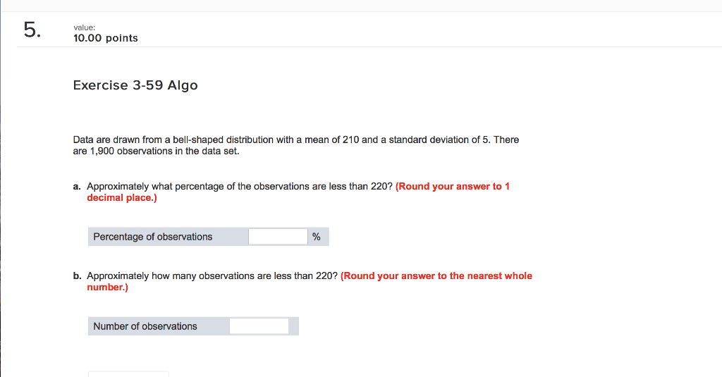 Solved 5. value: 10.00 points Exercise 3-59 Algo Data are | Chegg.com